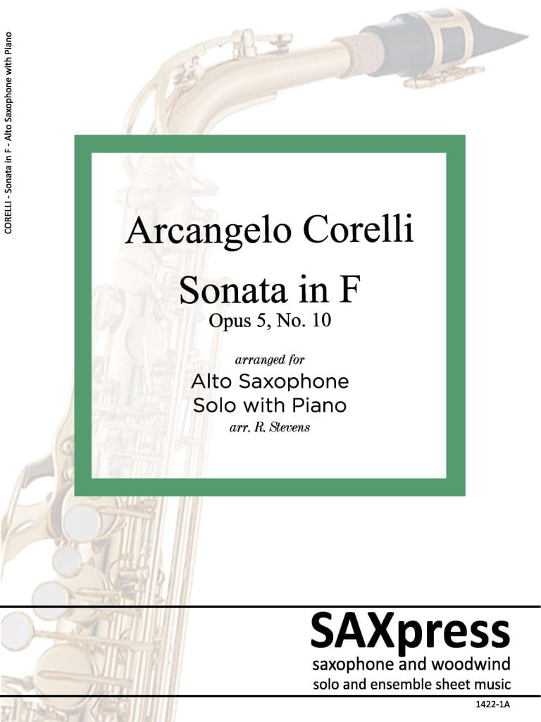 Sonata in F Major by Arcangelo Corelli arranged for Alto Saxophone solo ...